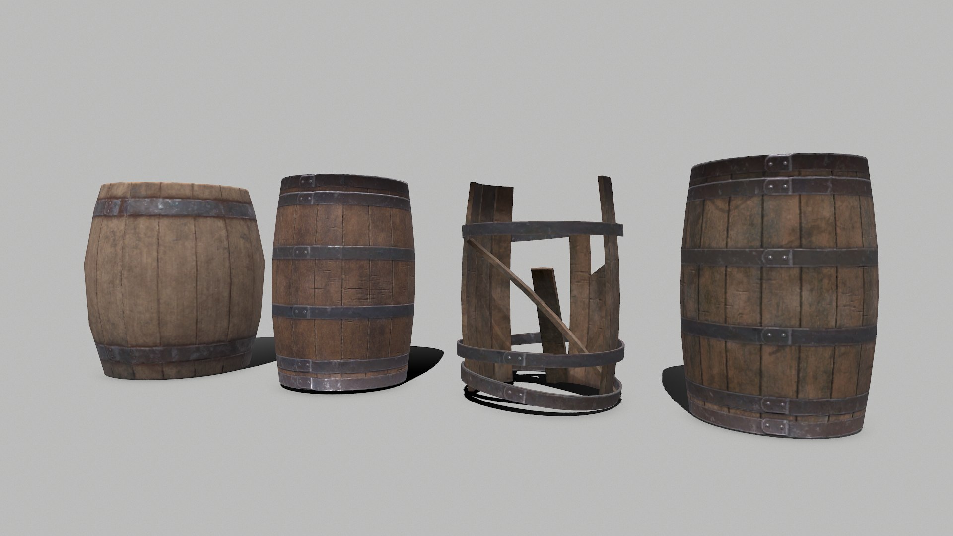 Free Wooden Barrels Low-poly PBR 3D Model - TurboSquid 2078412