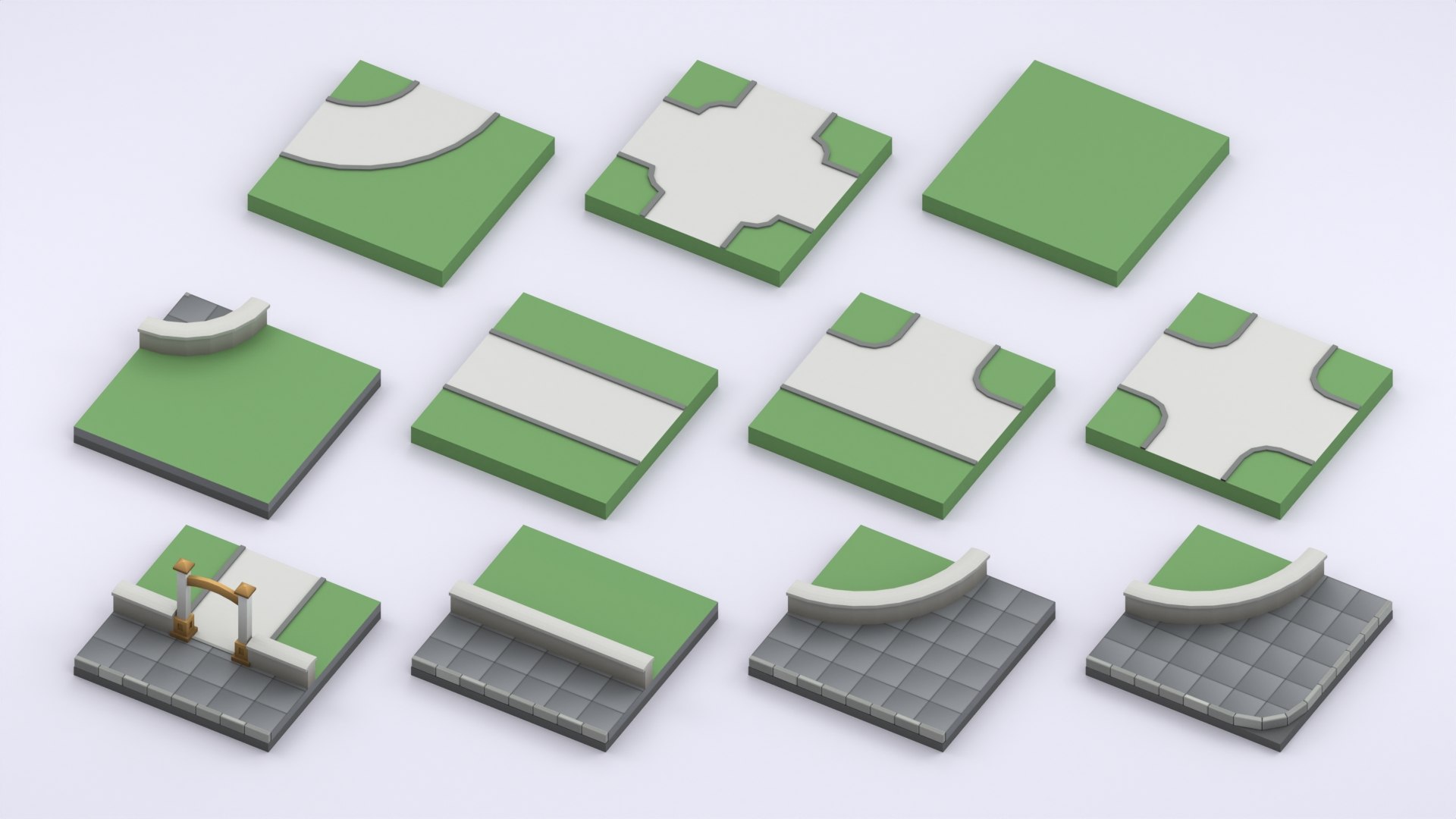 Cartoon Low Poly Modular Park Pack Model - TurboSquid 2244312
