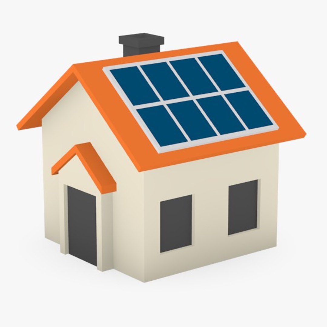 3d Model Cartoon Houses Solar Panels