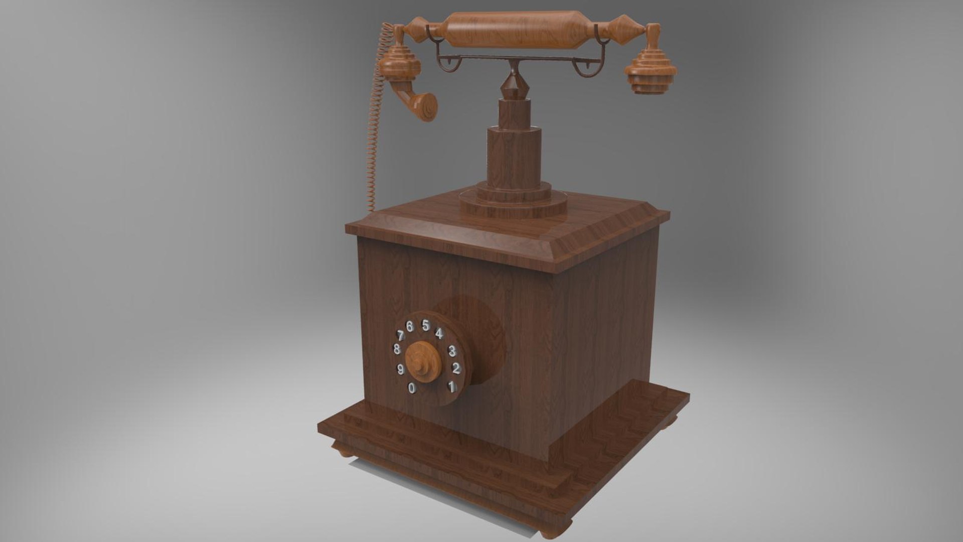 Wooden Nostalgic Telephone 3d Max
