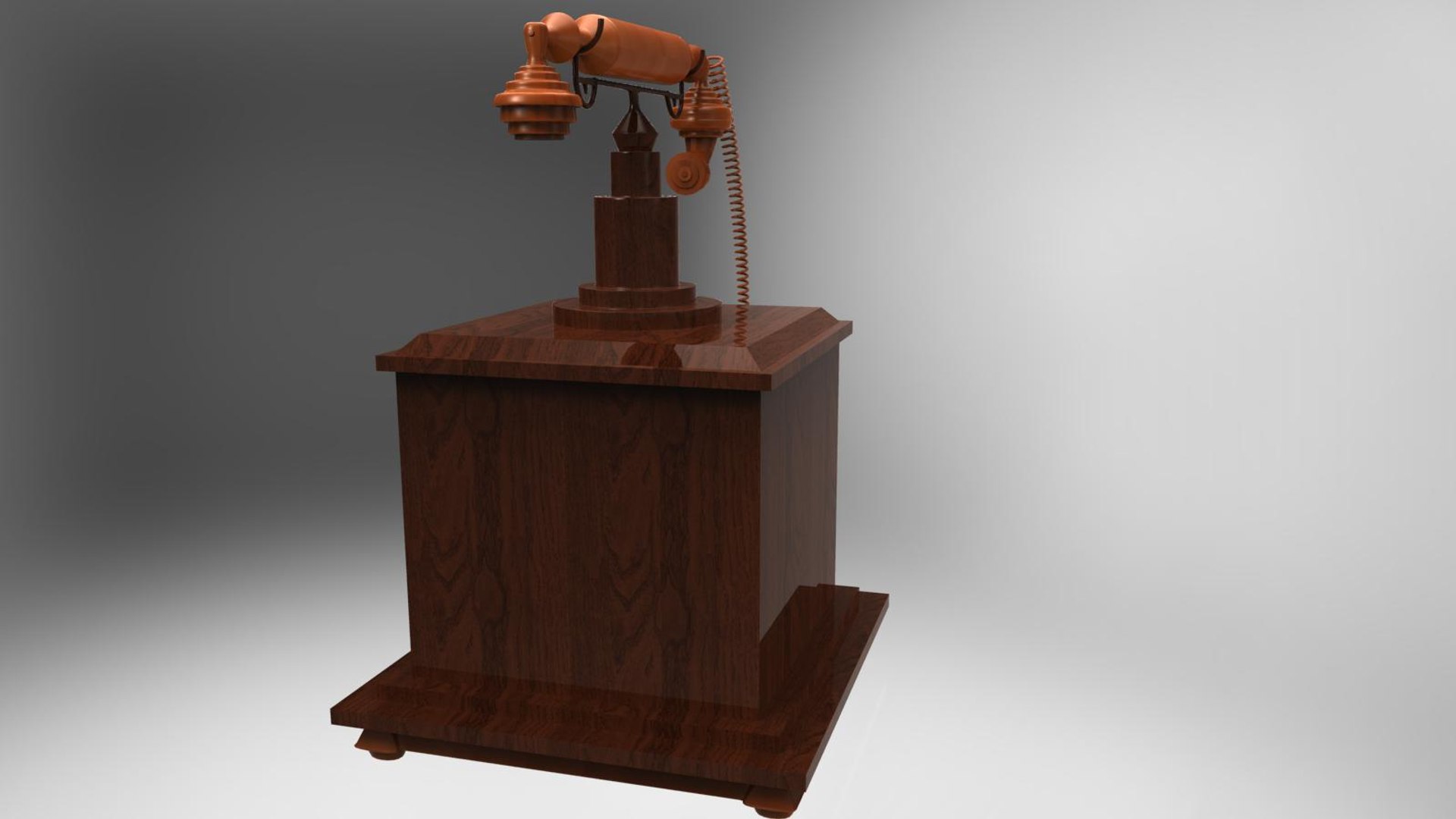 Wooden Nostalgic Telephone 3d Max
