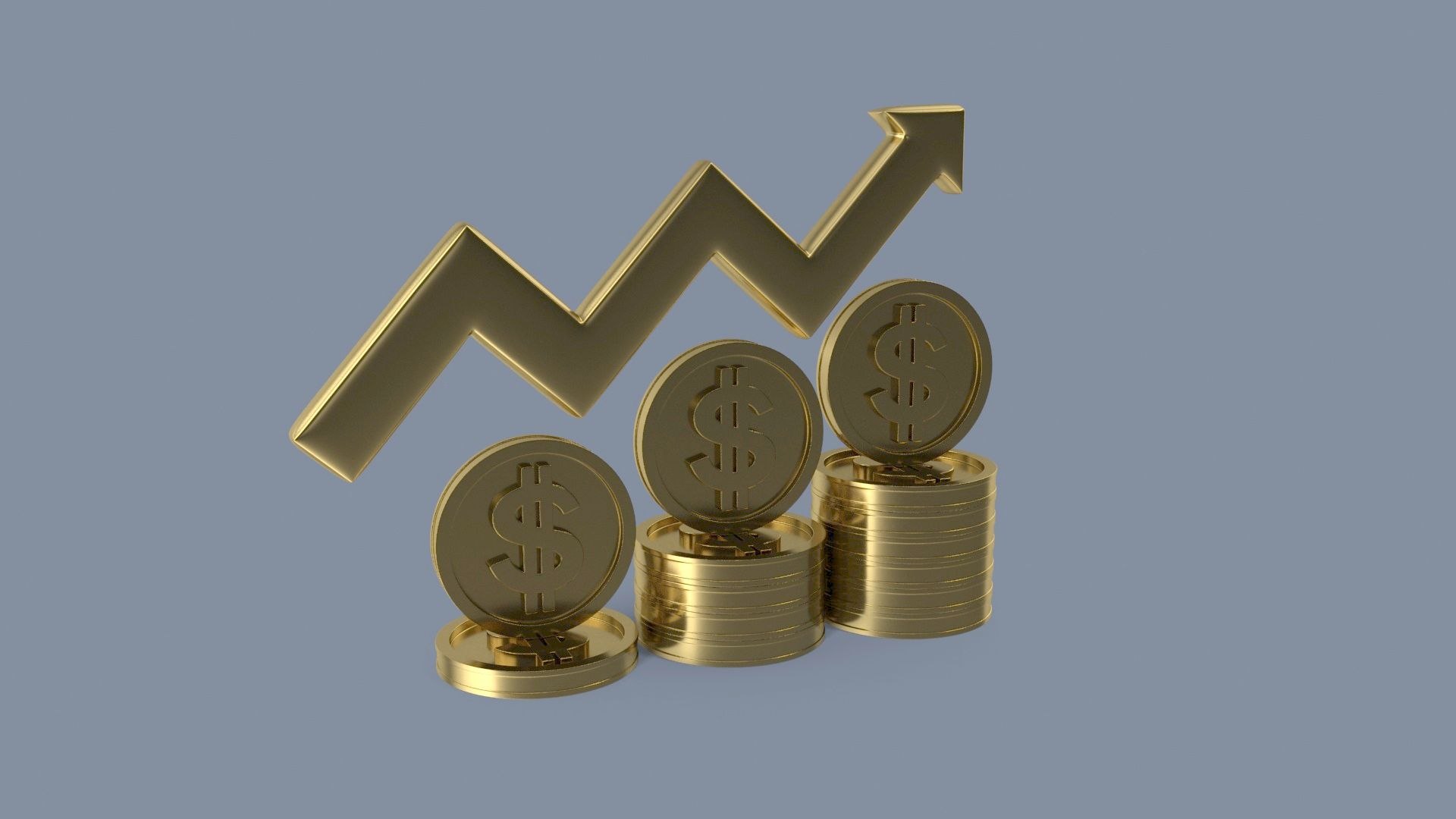 3D Money Profit Analytics Line Icon Growth Chart Arrow Coins Symbol ...