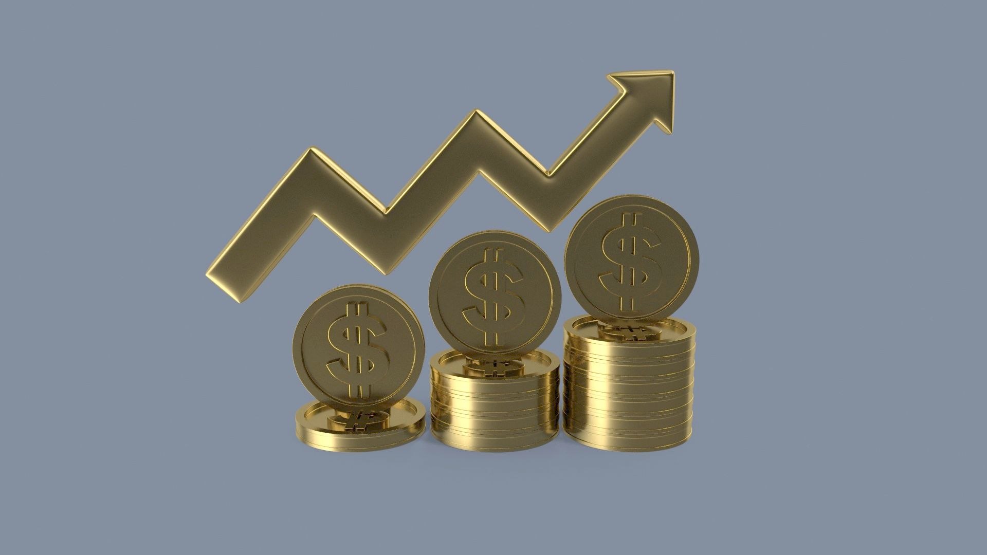 3D Money Profit Analytics Line Icon Growth Chart Arrow Coins Symbol ...