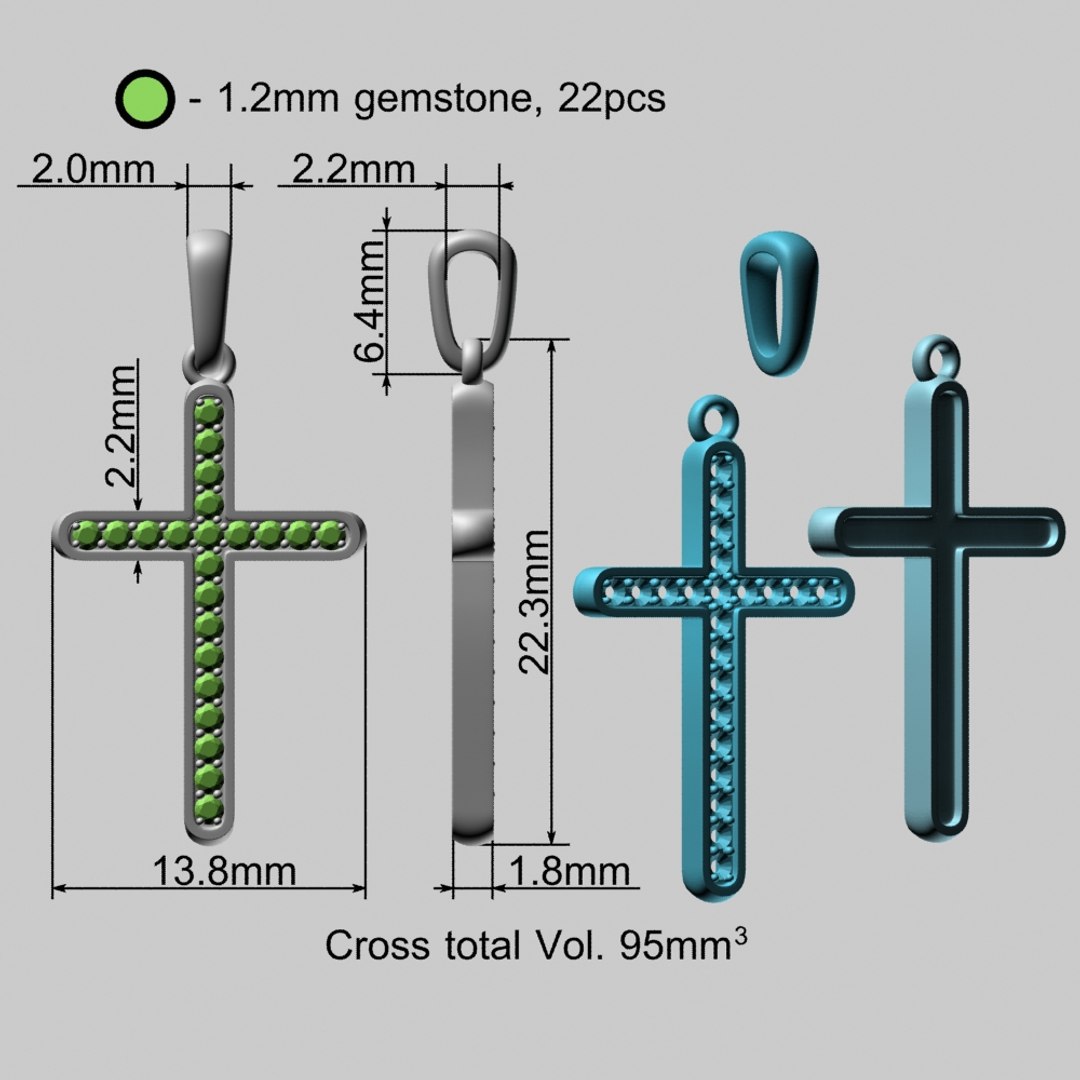 3D Gold Cross Gemstones - TurboSquid 1529712
