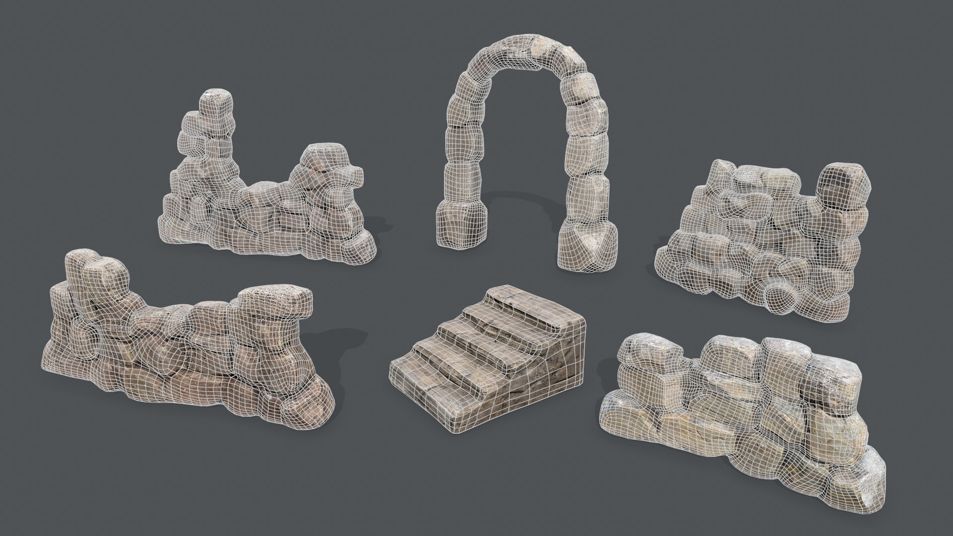 Wall Set 3D Model - TurboSquid 2201149