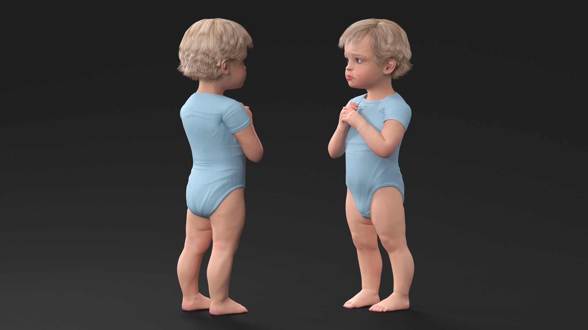 3D Model Toddler In Bodysuit Standing Pose - TurboSquid 2270152