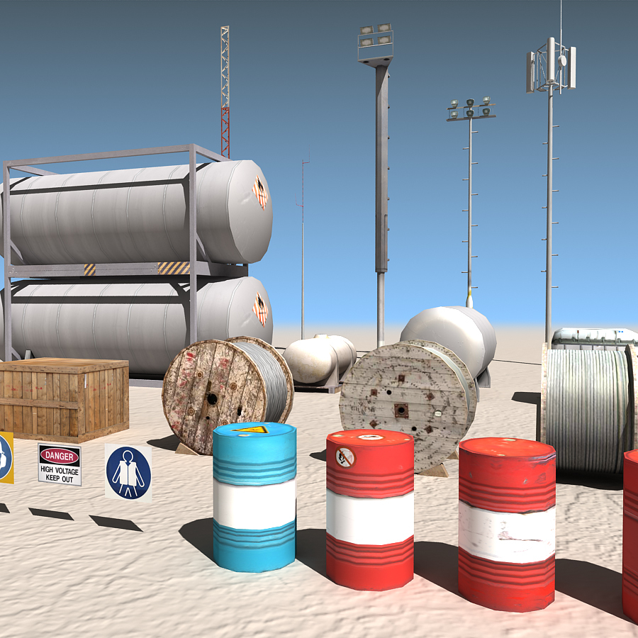 3d model land rig construction components