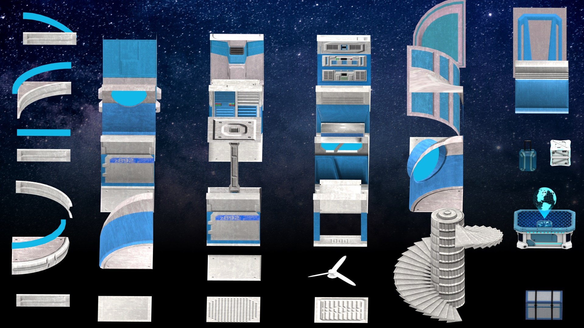 modular kit space station 3d 3ds