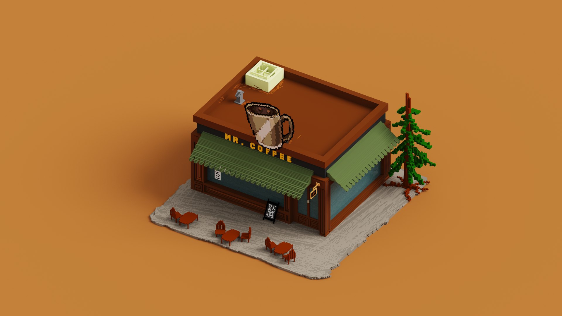 Voxel Coffee Shop Exterior 3D Model - TurboSquid 1809950