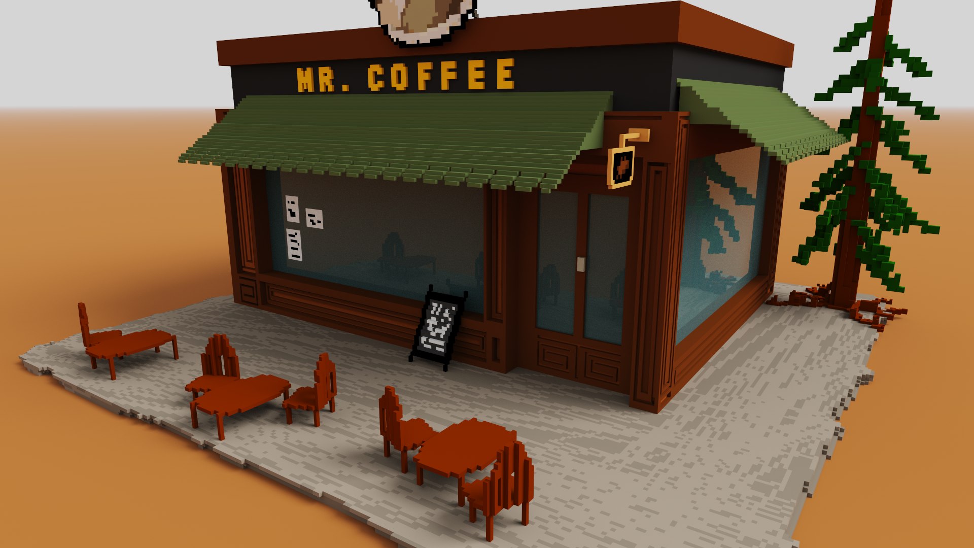 Voxel Coffee shop exterior 3D model - TurboSquid 1809950