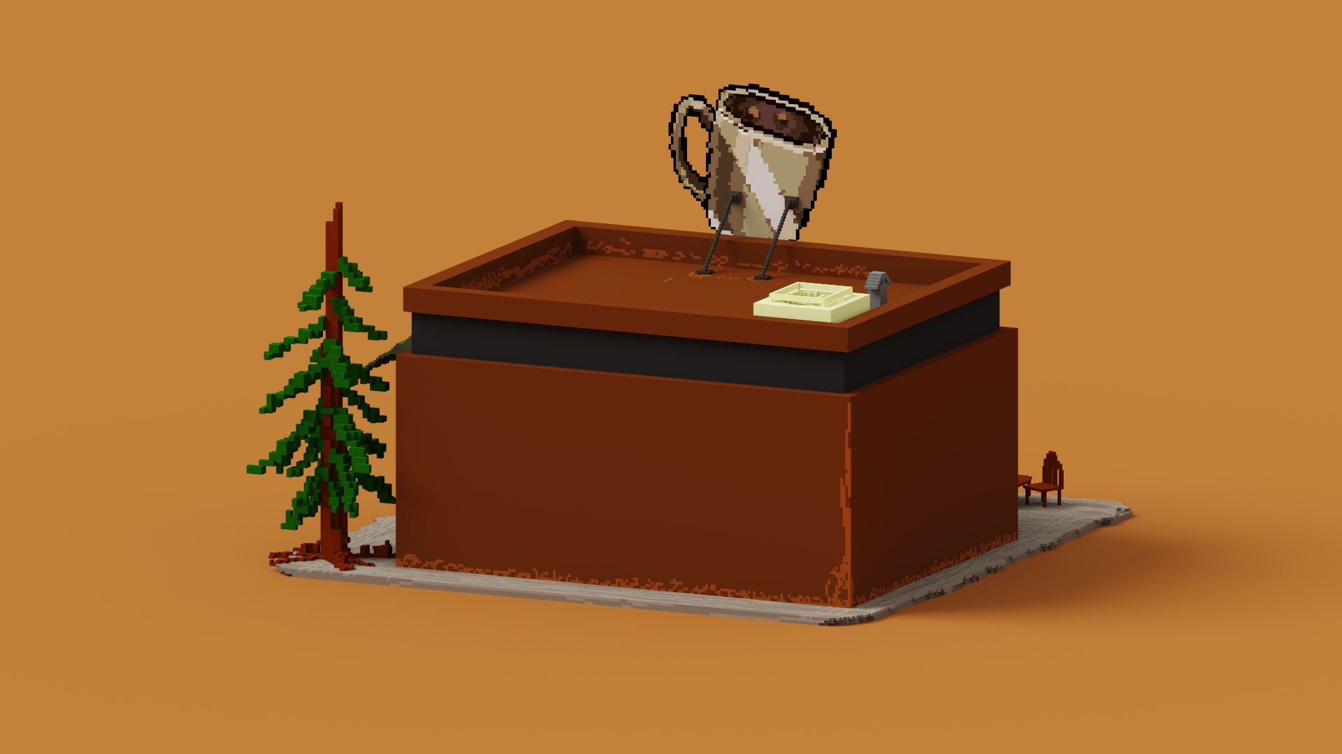 Voxel Coffee shop exterior 3D model - TurboSquid 1809950