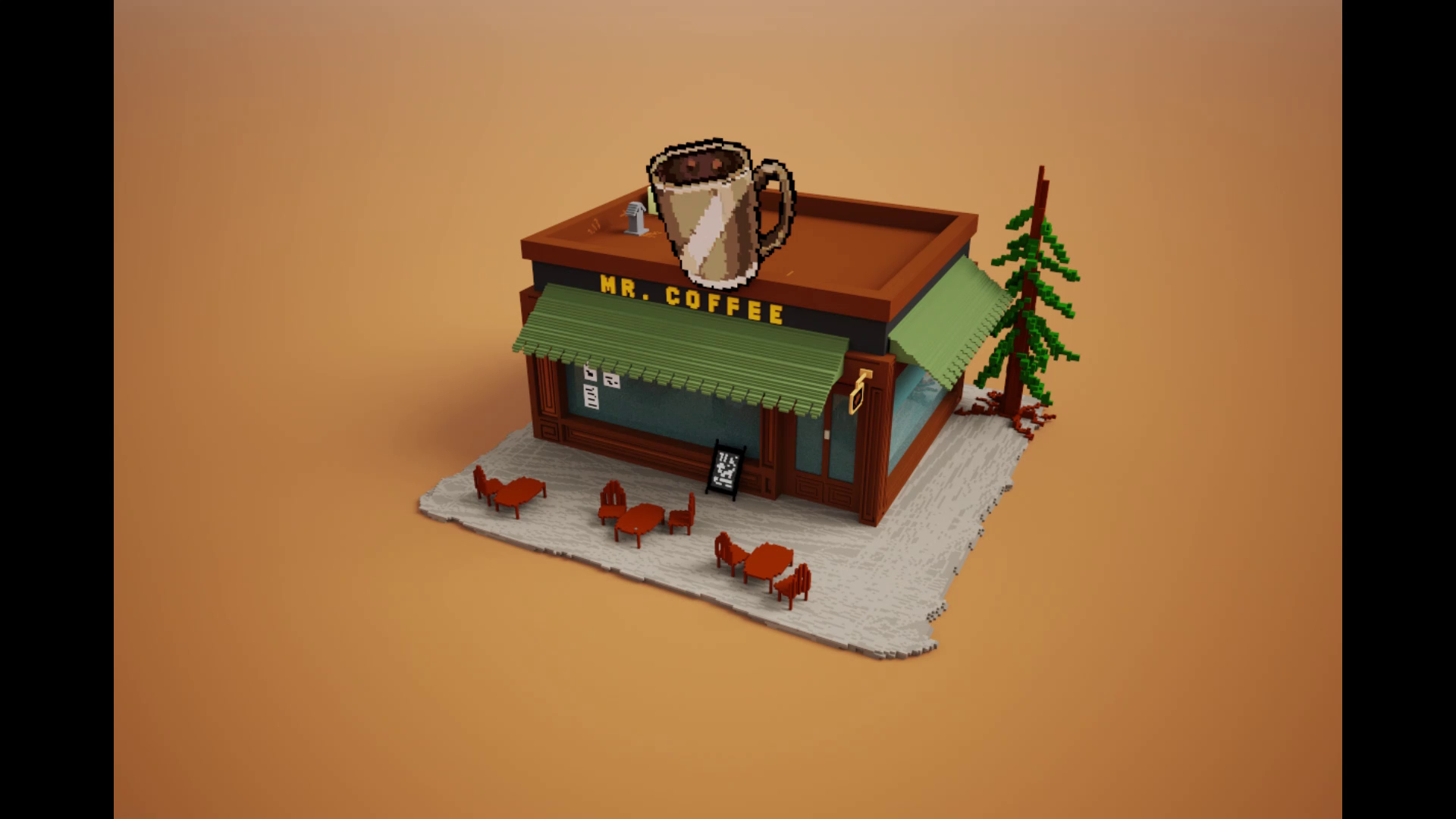 Voxel Coffee shop exterior 3D model - TurboSquid 1809950