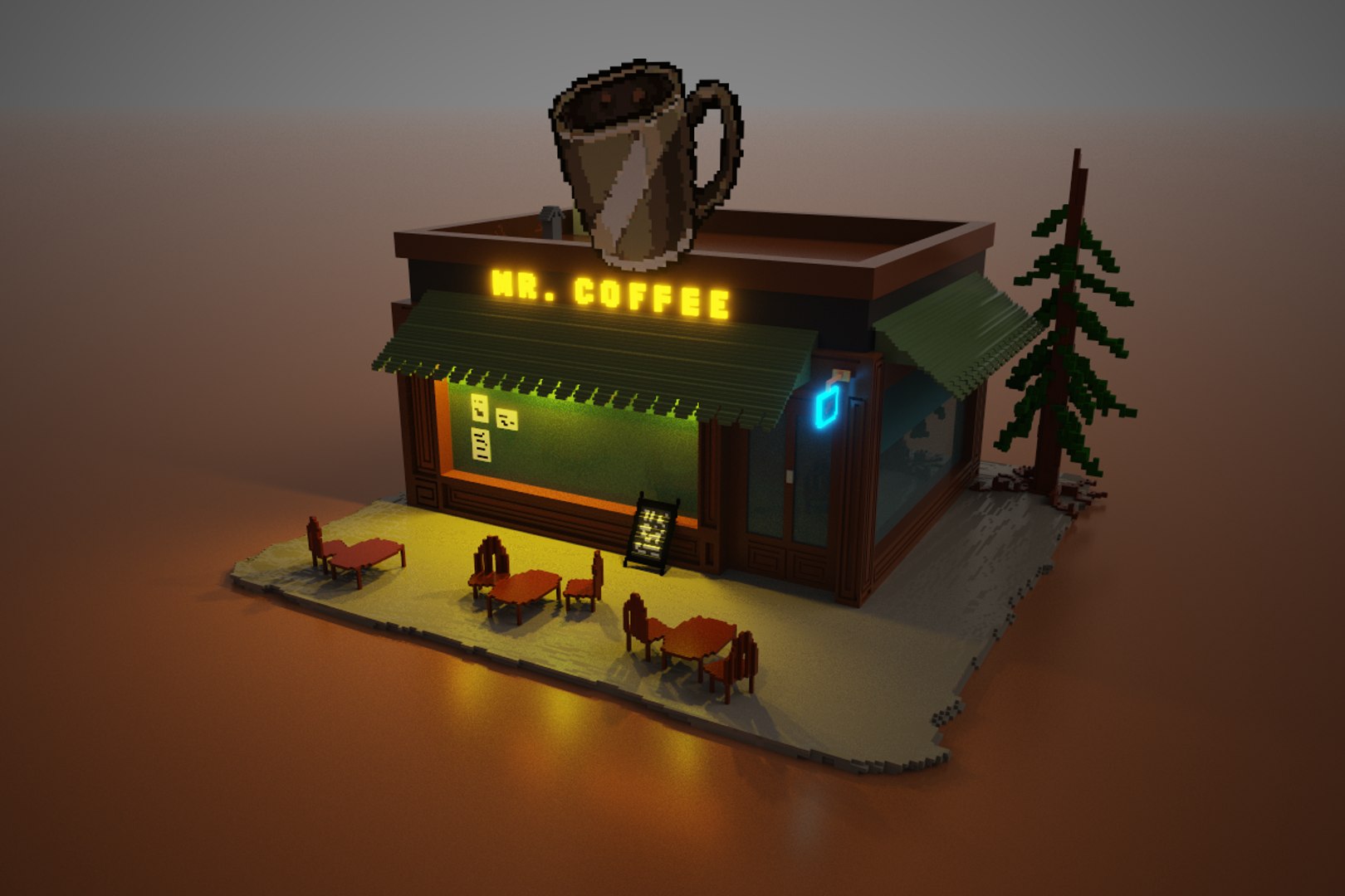 Voxel Coffee shop exterior 3D model - TurboSquid 1809950