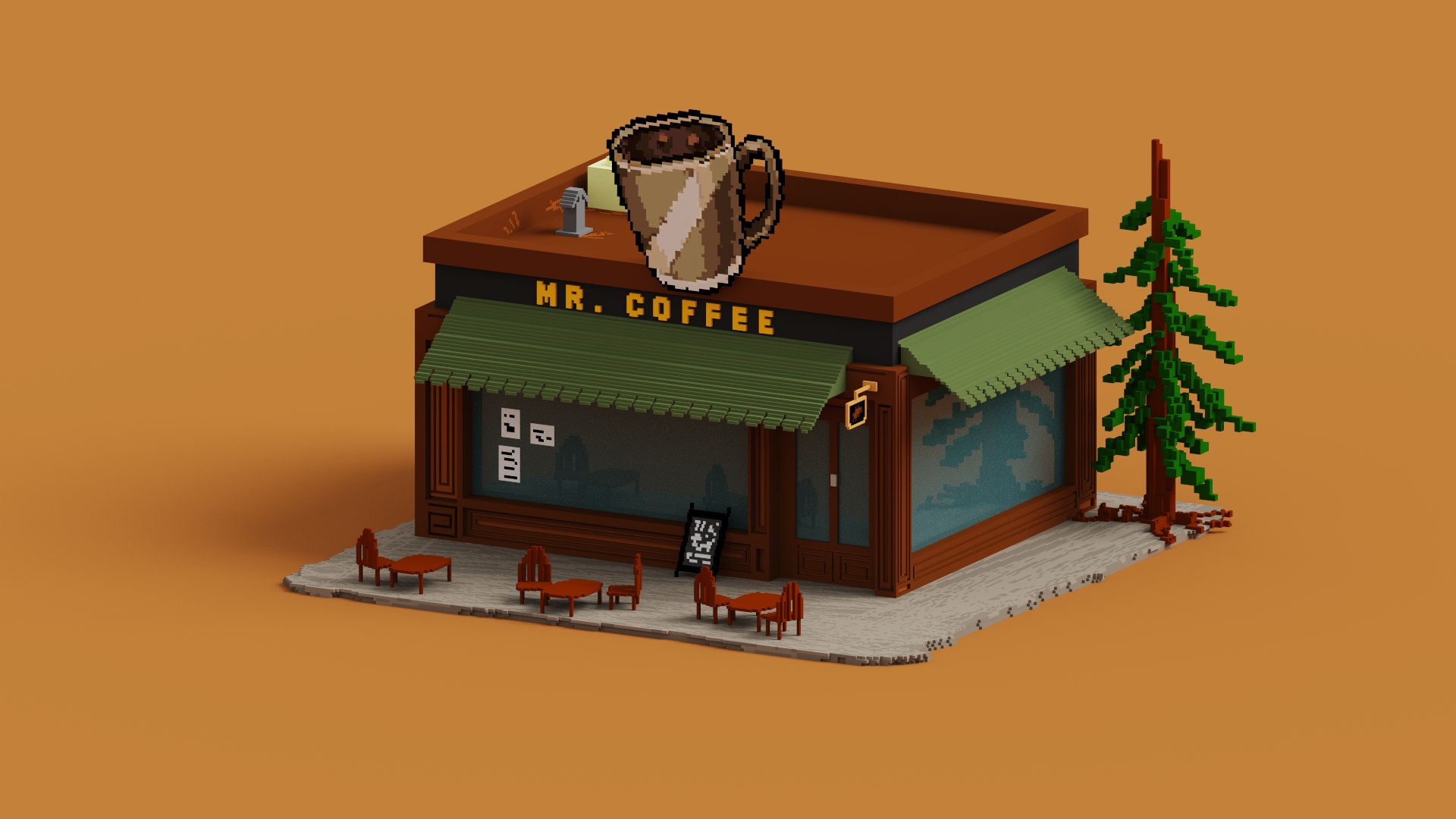 Voxel Coffee shop exterior 3D model - TurboSquid 1809950