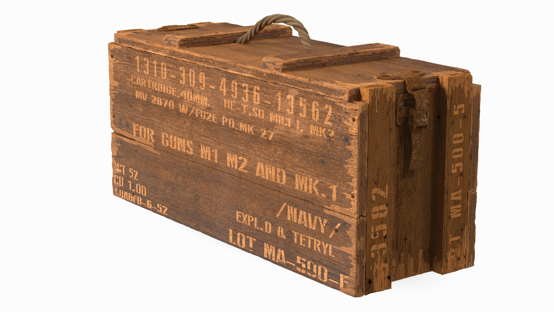 3D Model Vintage Wooden Military Ammo Crate - TurboSquid 2216668
