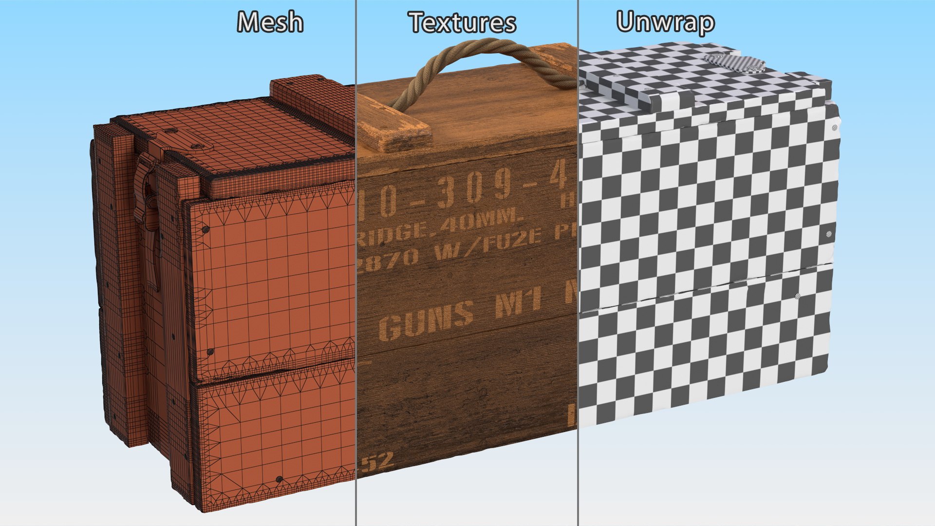 3D Model Vintage Wooden Military Ammo Crate - TurboSquid 2216668