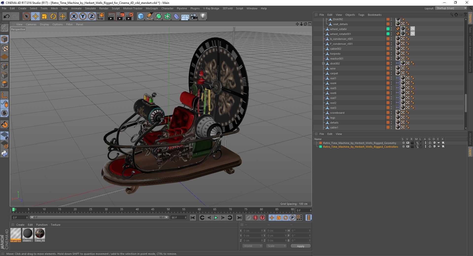 3D Retro Time Machine By Herbert Wells Rigged For Cinema 4D ...