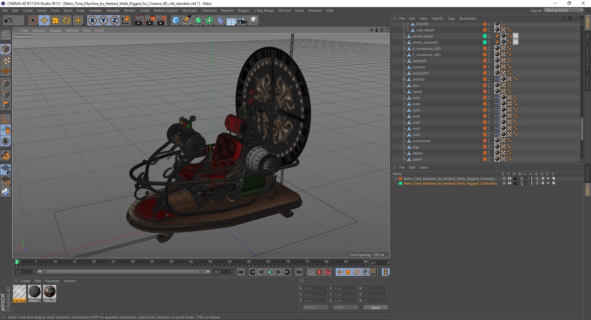 3D Retro Time Machine By Herbert Wells Rigged For Cinema 4D ...