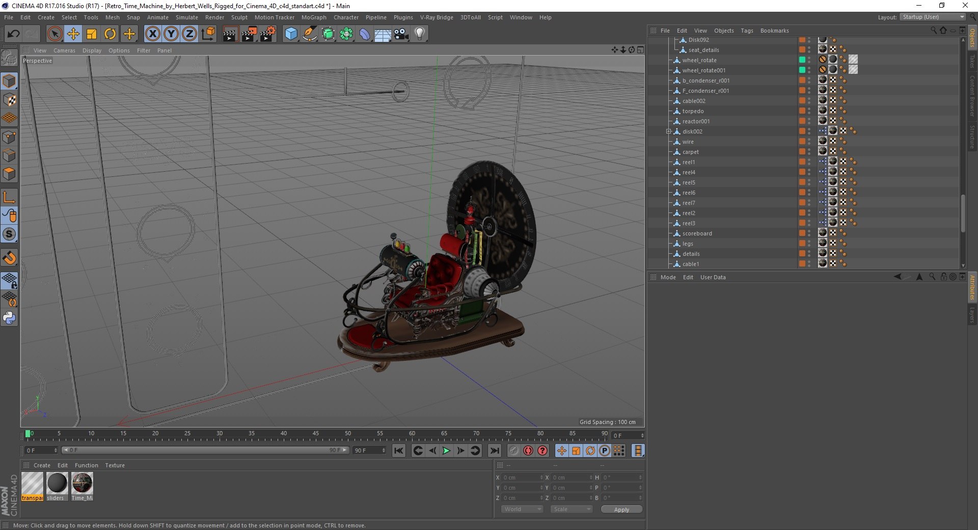 3D Retro Time Machine By Herbert Wells Rigged For Cinema 4D ...