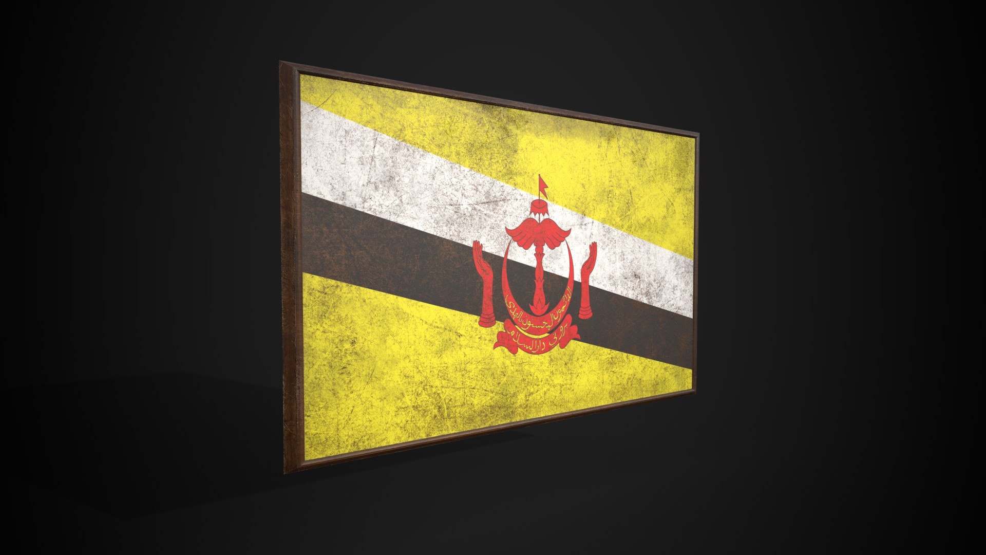 Old Picture Frame With Brunei Flag - Game Ready PBR Low-poly 3D Model ...