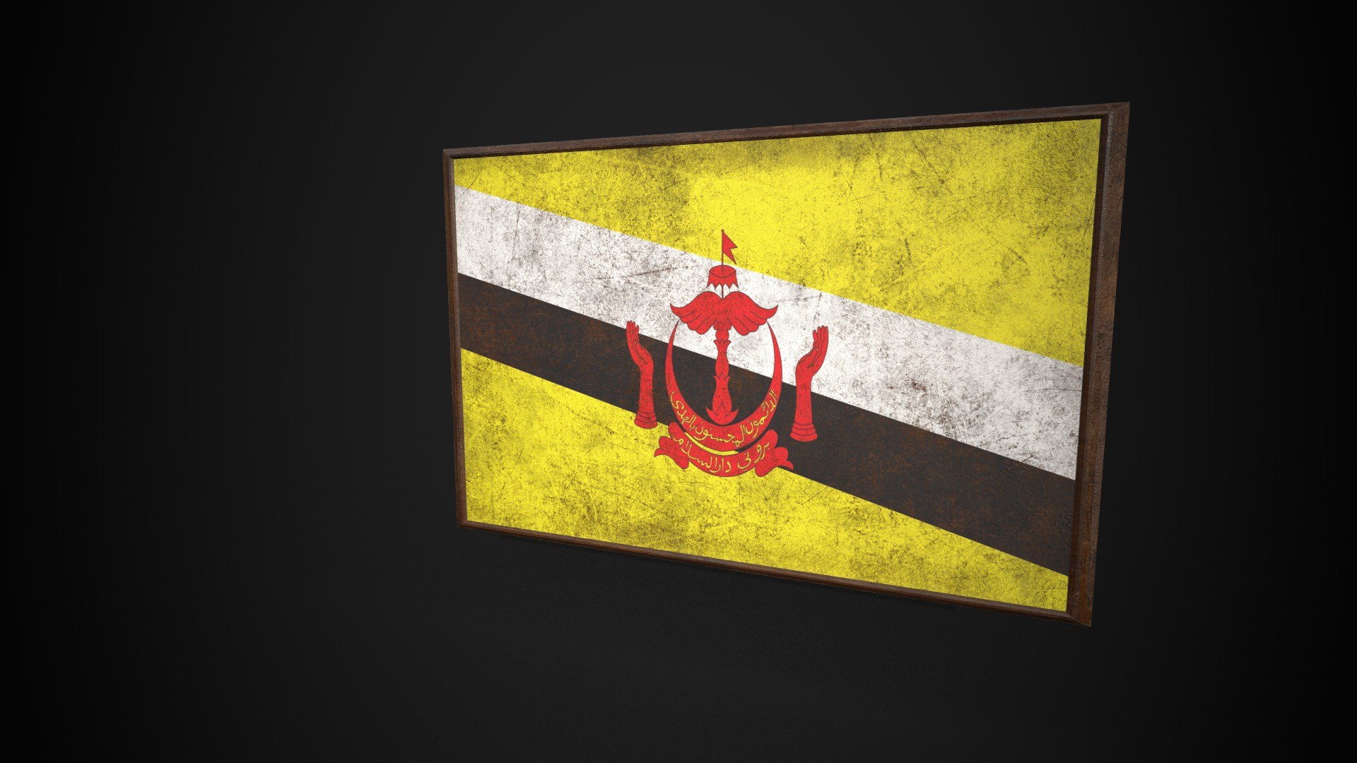 Old Picture Frame With Brunei Flag - Game Ready PBR Low-poly 3D Model ...