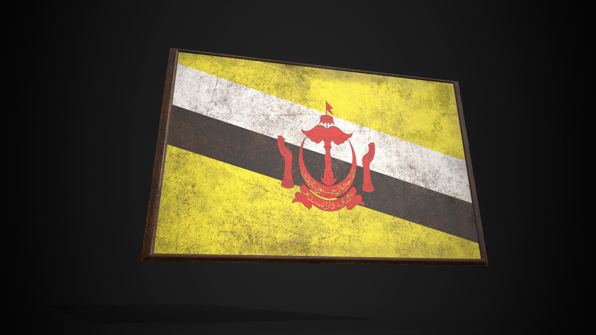 Old Picture Frame With Brunei Flag - Game Ready PBR Low-poly 3D Model ...