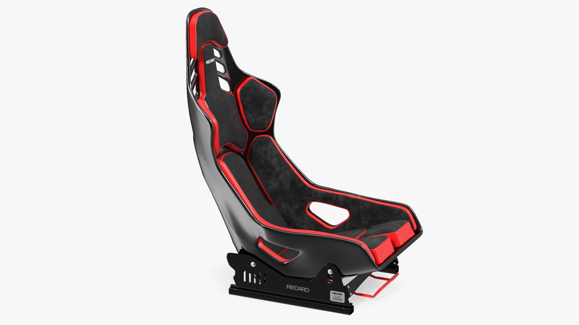 3D model RECARO Podium CF Red Racing Seat with Sliding Mount ...