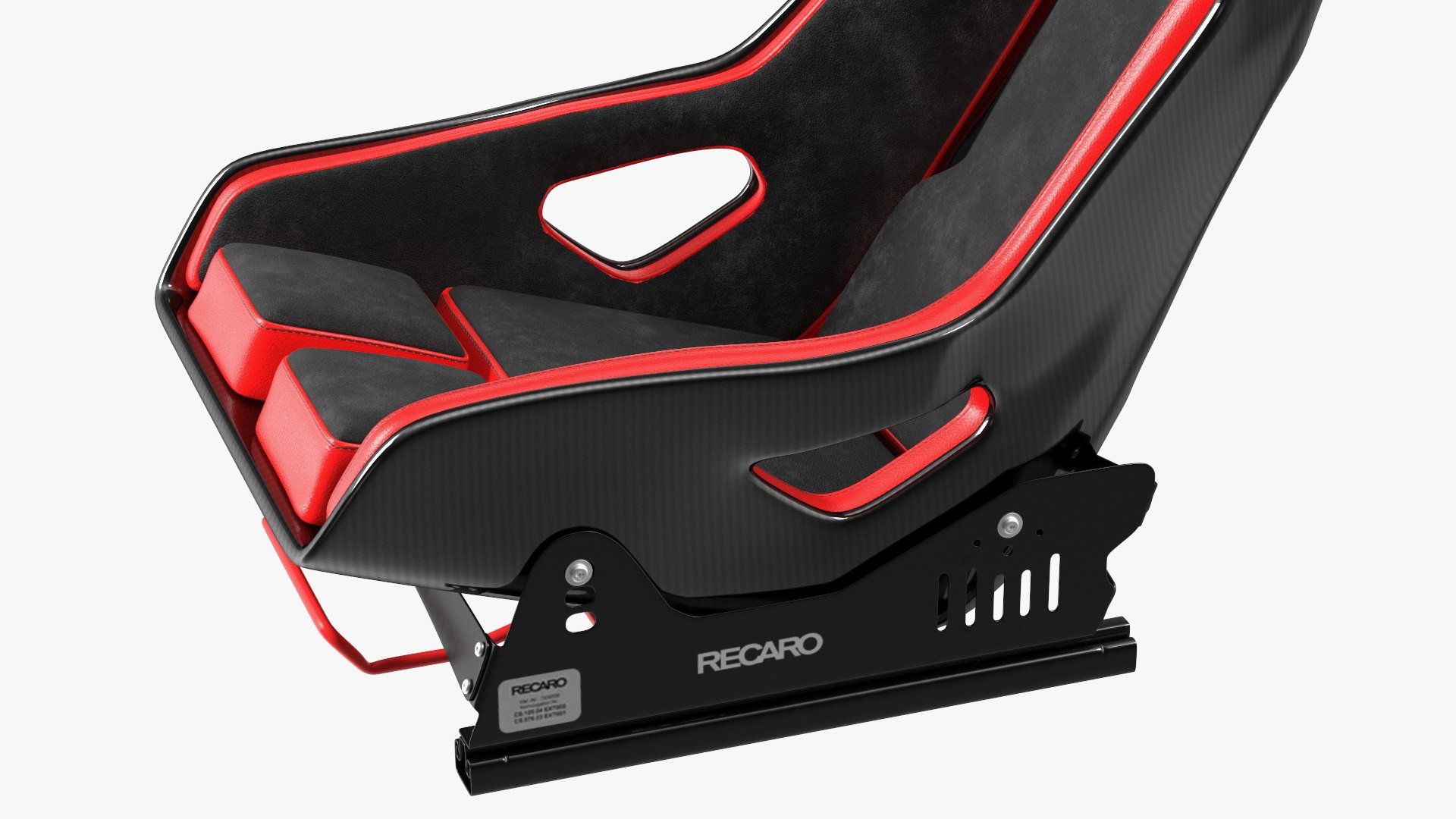 3D model RECARO Podium CF Red Racing Seat with Sliding Mount ...