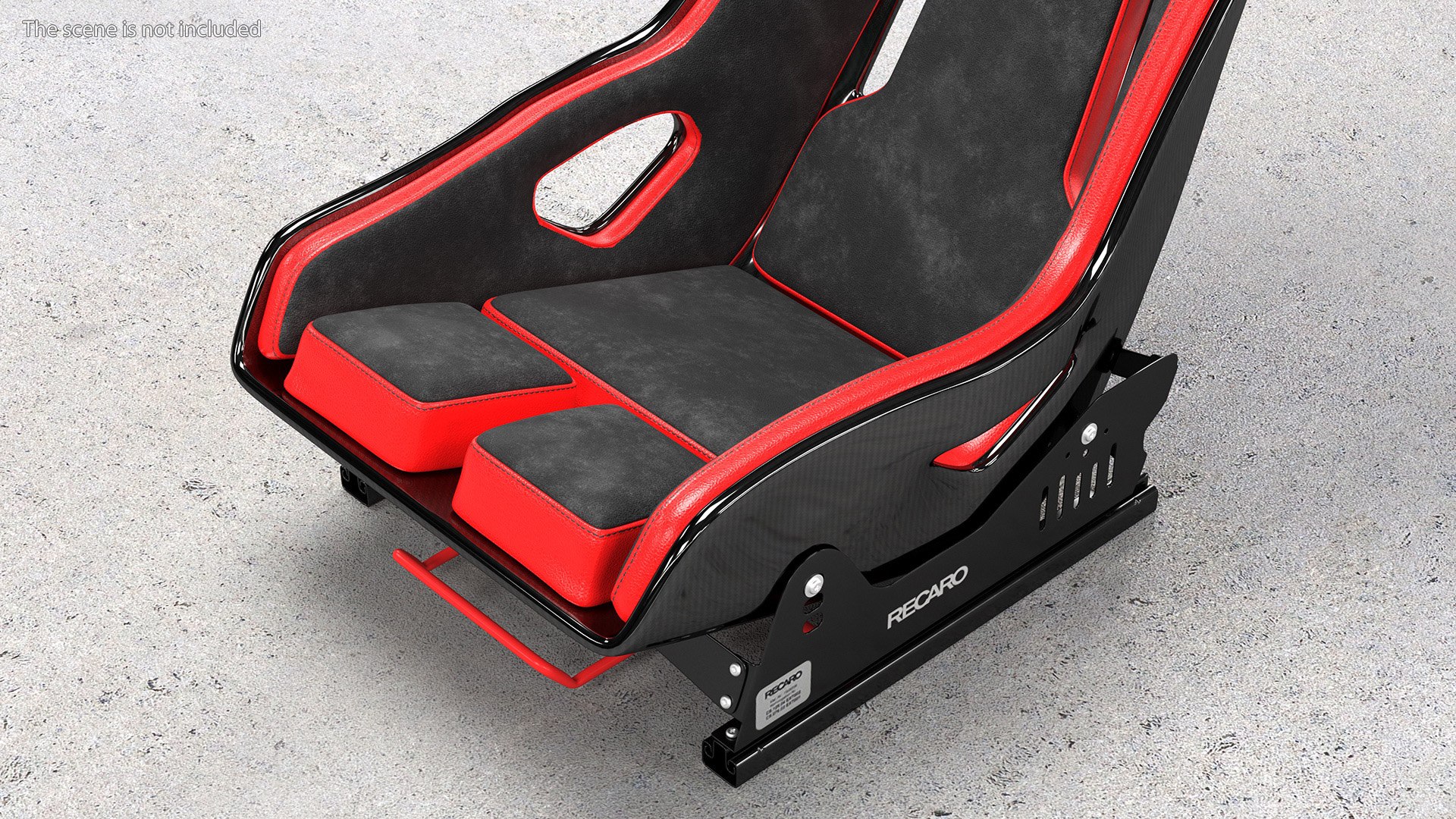 3D Model RECARO Podium CF Red Racing Seat With Sliding Mount ...