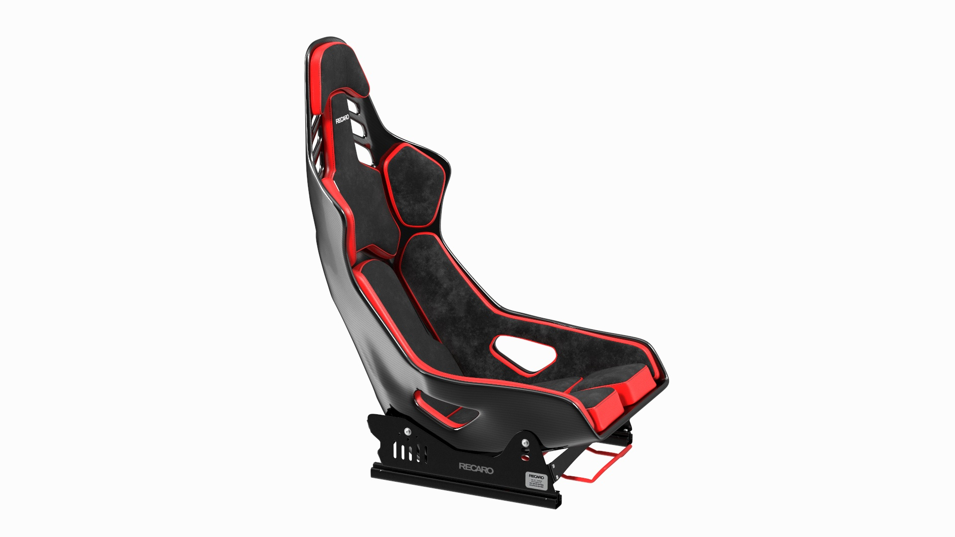 3D Model RECARO Podium CF Red Racing Seat With Sliding Mount ...