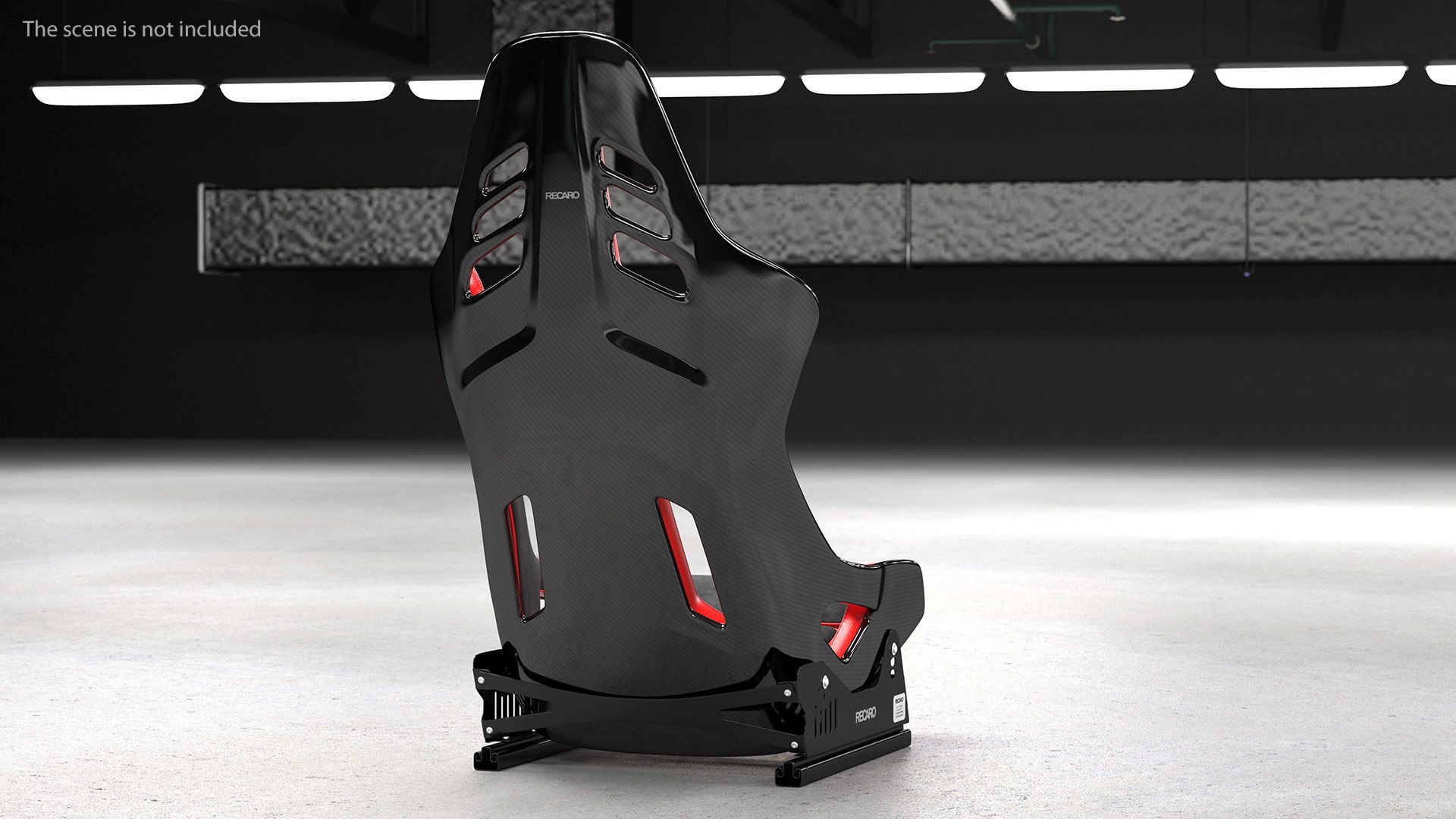 3D Model RECARO Podium CF Red Racing Seat With Sliding Mount ...
