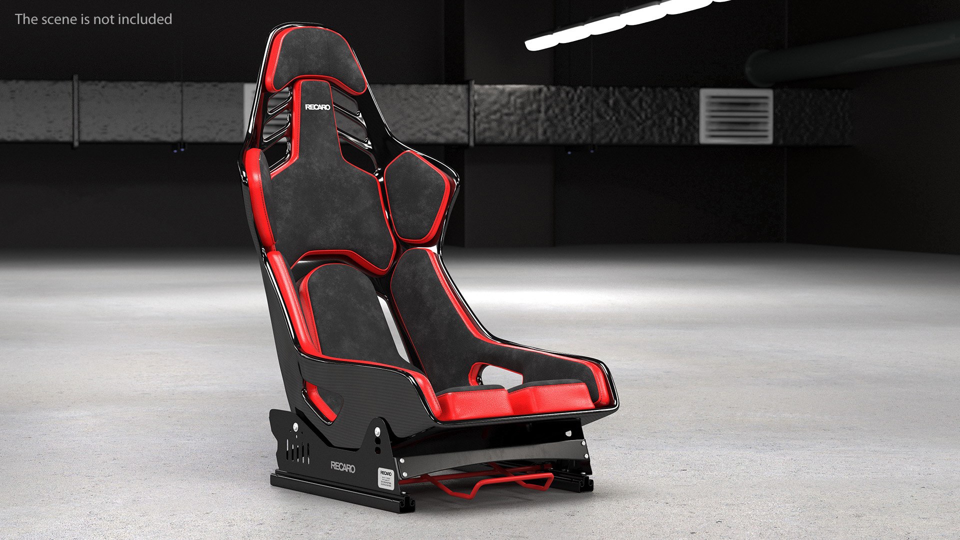 3D Model RECARO Podium CF Red Racing Seat With Sliding Mount ...