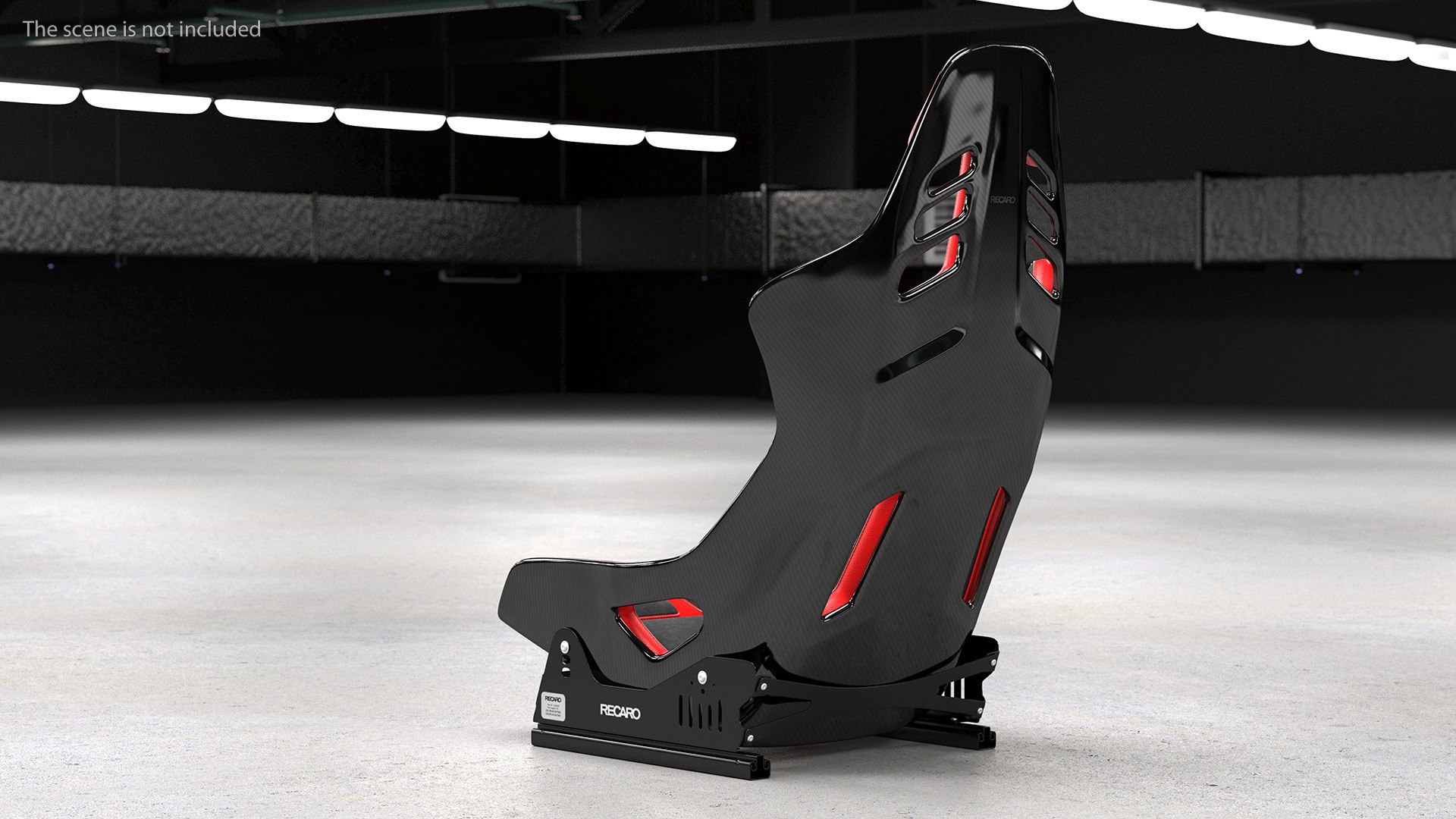 3D Model RECARO Podium CF Red Racing Seat With Sliding Mount ...