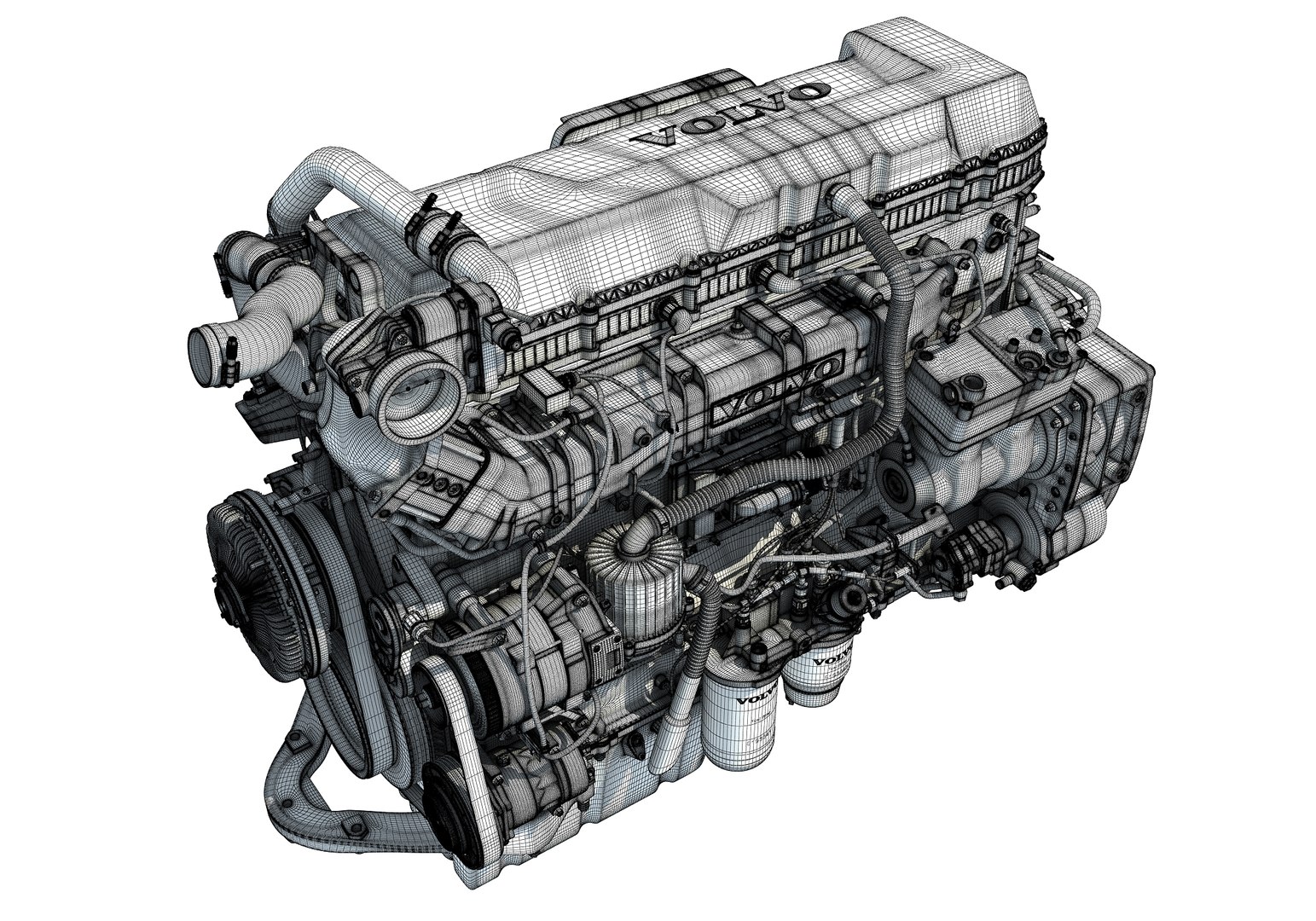 2017 Powertrain D13 Engine 3d Model
