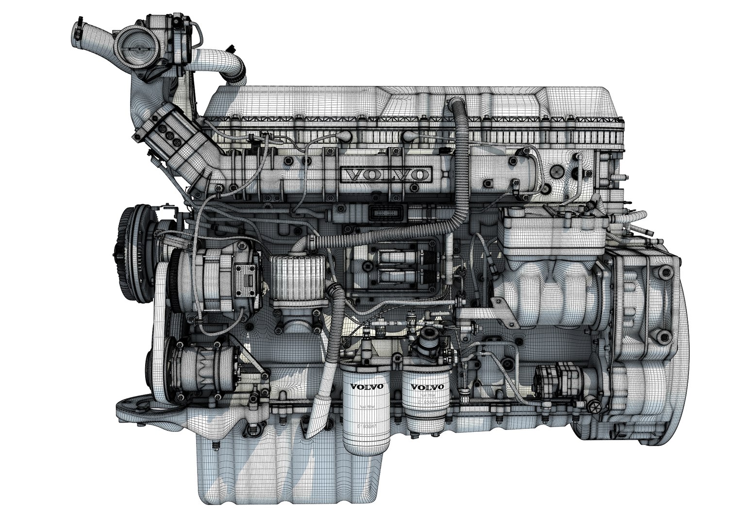2017 Powertrain D13 Engine 3d Model
