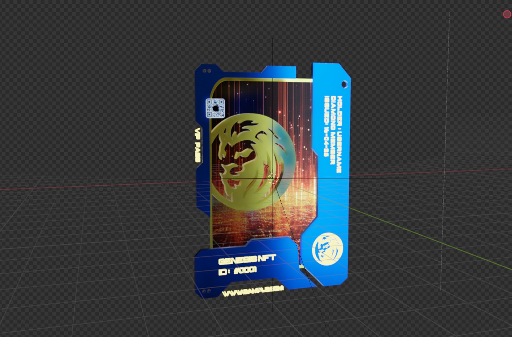 3D NFT Membership Card Genesis VIP Pass Futuristic Crypto Collectible ...