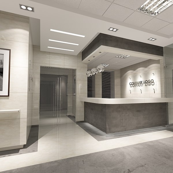 3d model company office lobby