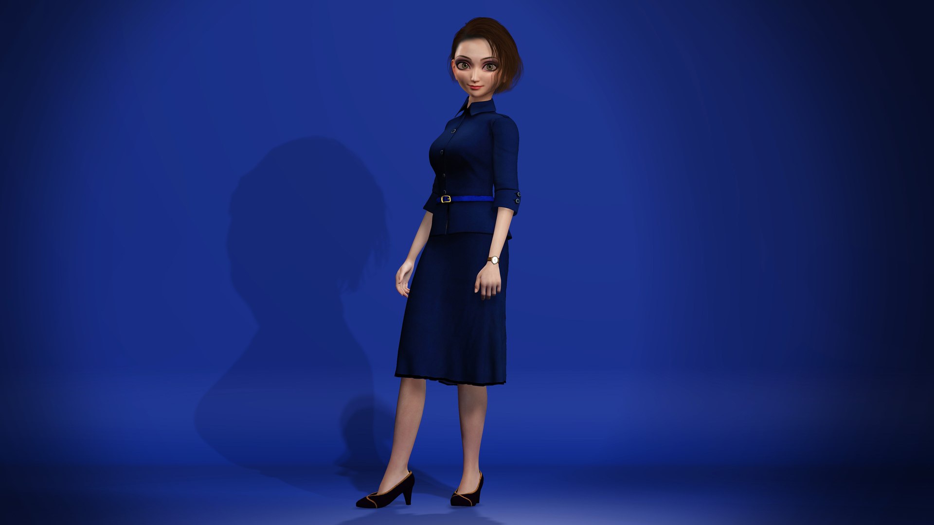 Stylized Lady Rigged With Expression Blend Shapes Model - TurboSquid ...