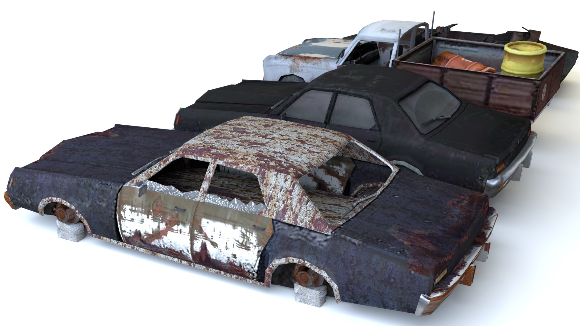 3D Old Rusty cars mini pack model - TurboSquid 1852958