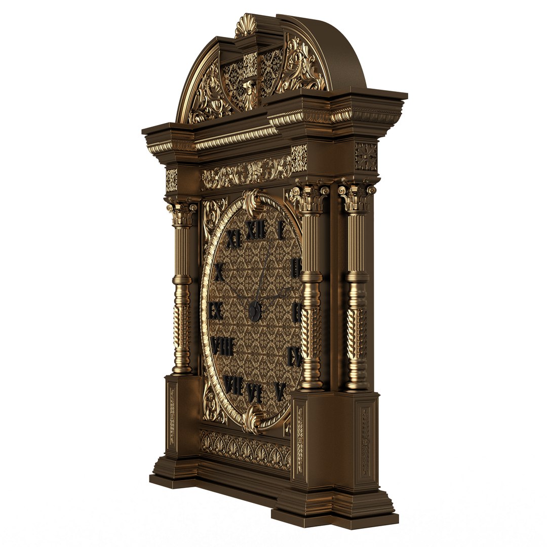 3D Model Classic Clock 014 Gold - TurboSquid 2137786