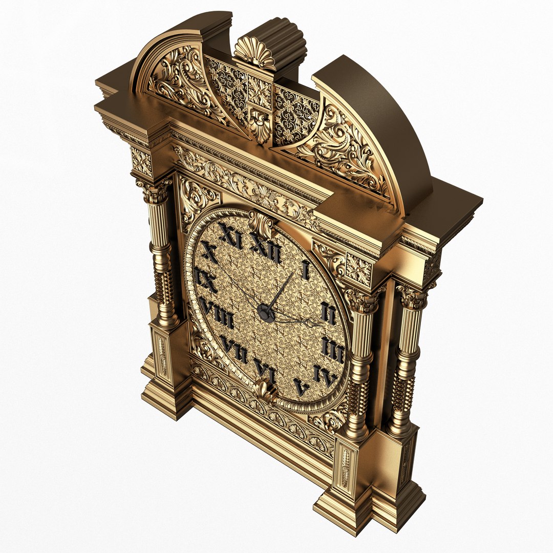 3D Model Classic Clock 014 Gold - TurboSquid 2137786