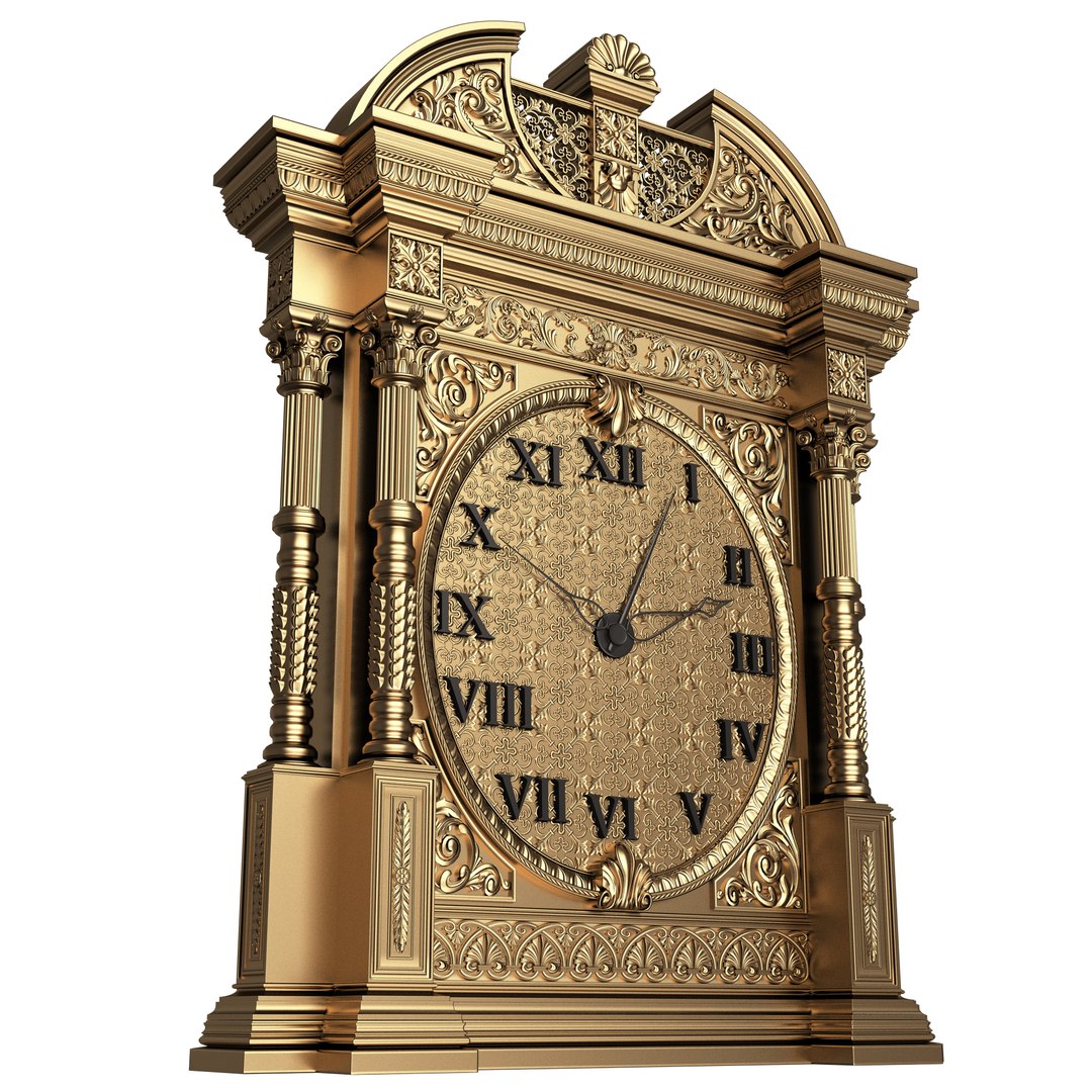 3D model Classic Clock 014 Gold - TurboSquid 2137786