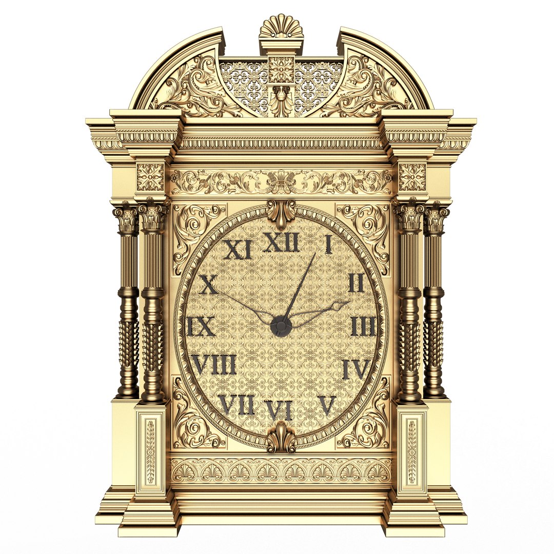 3D Model Classic Clock 014 Gold - TurboSquid 2137786