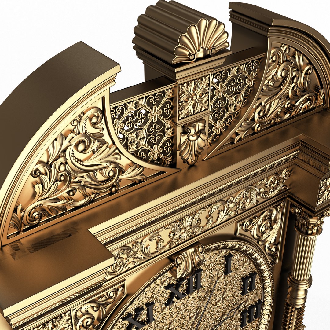 3D Model Classic Clock 014 Gold - TurboSquid 2137786