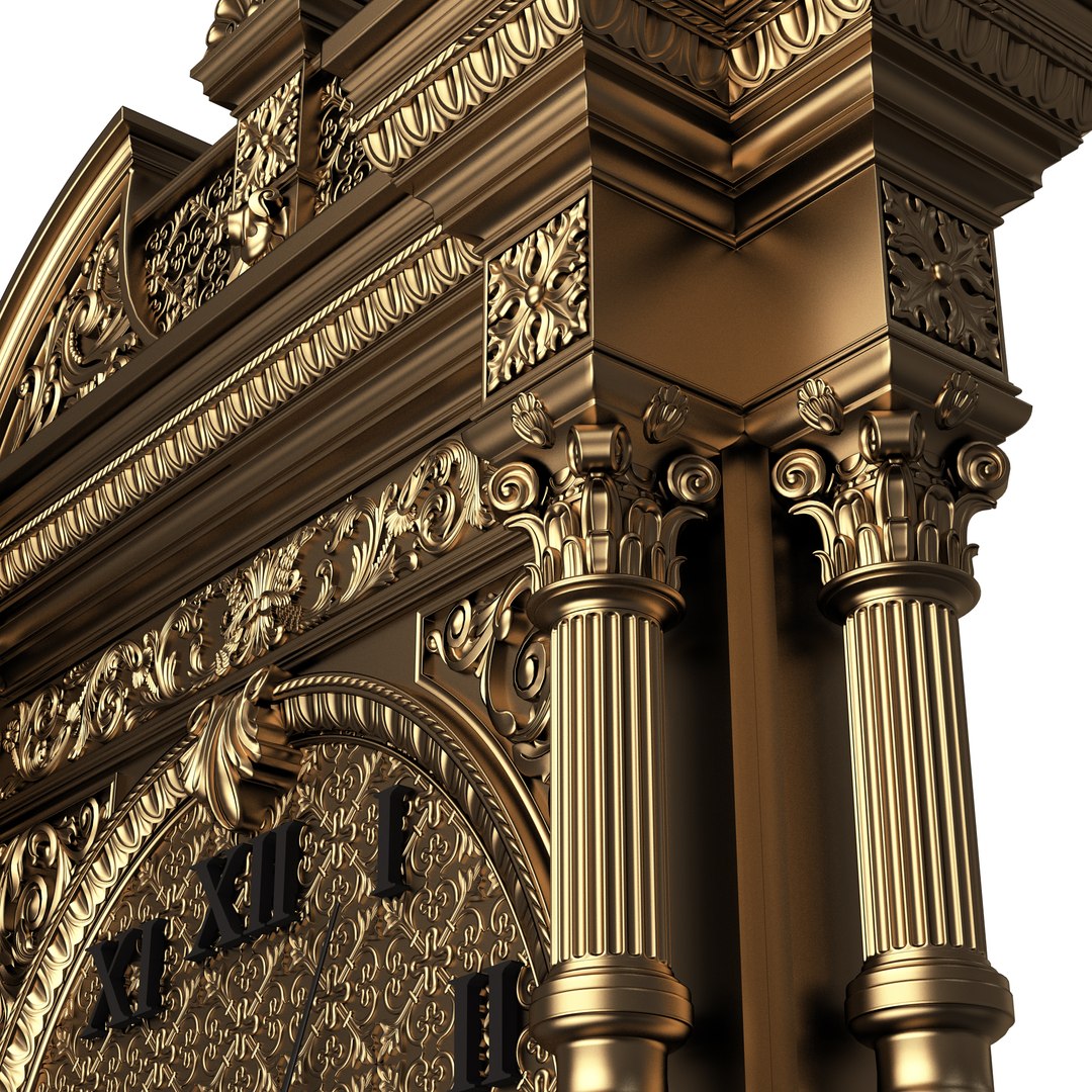 3D Model Classic Clock 014 Gold - TurboSquid 2137786