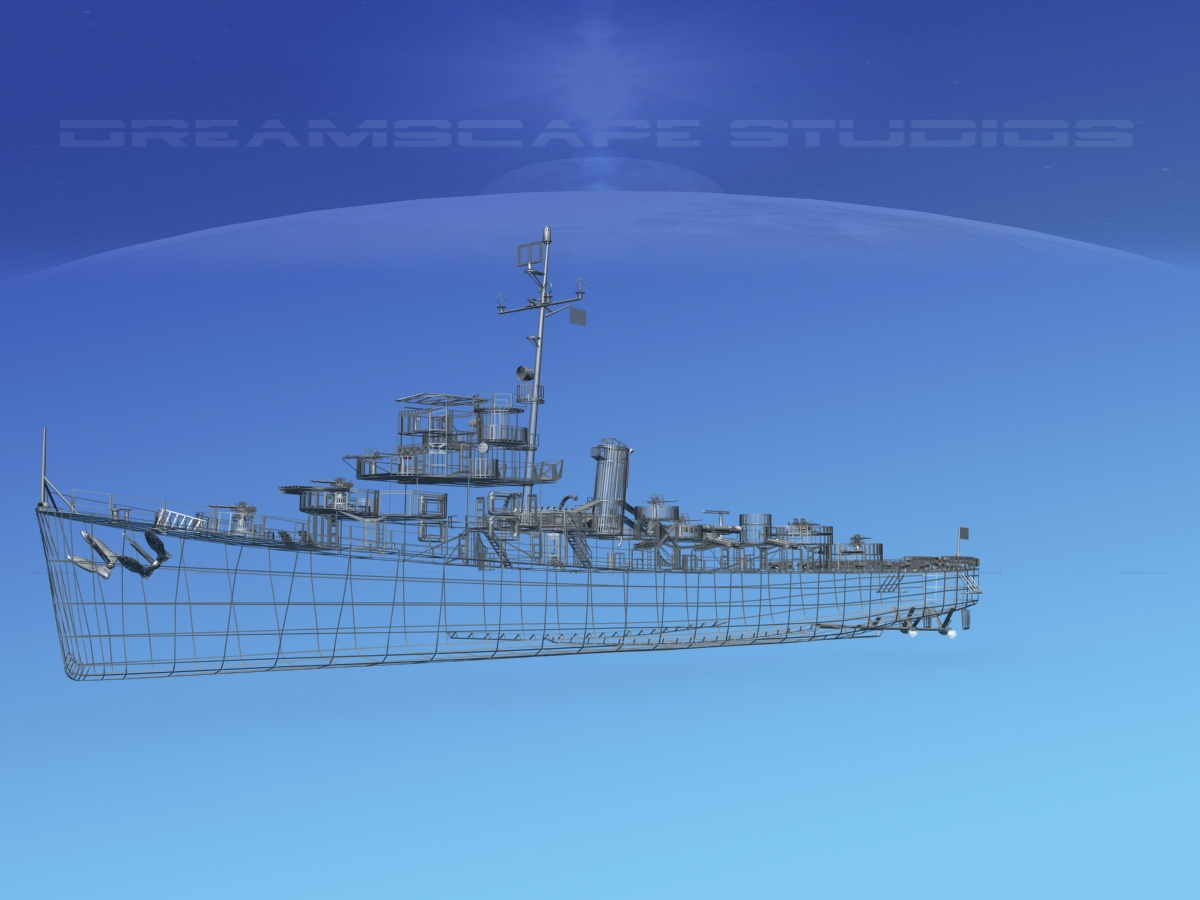 guns captains class frigate 3d model