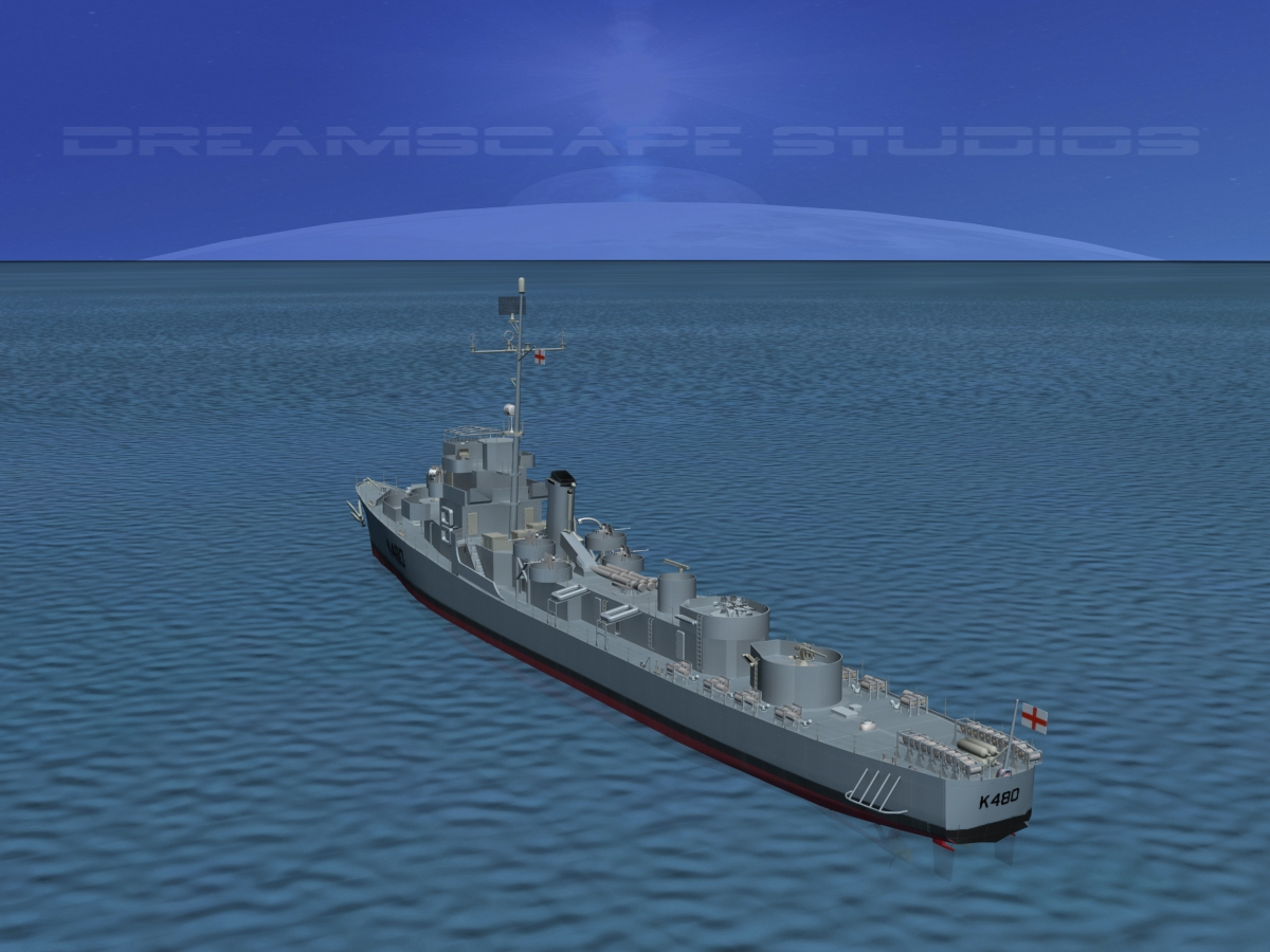 guns captains class frigate 3d model