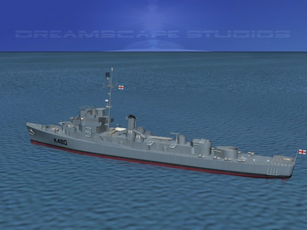guns captains class frigate 3d model