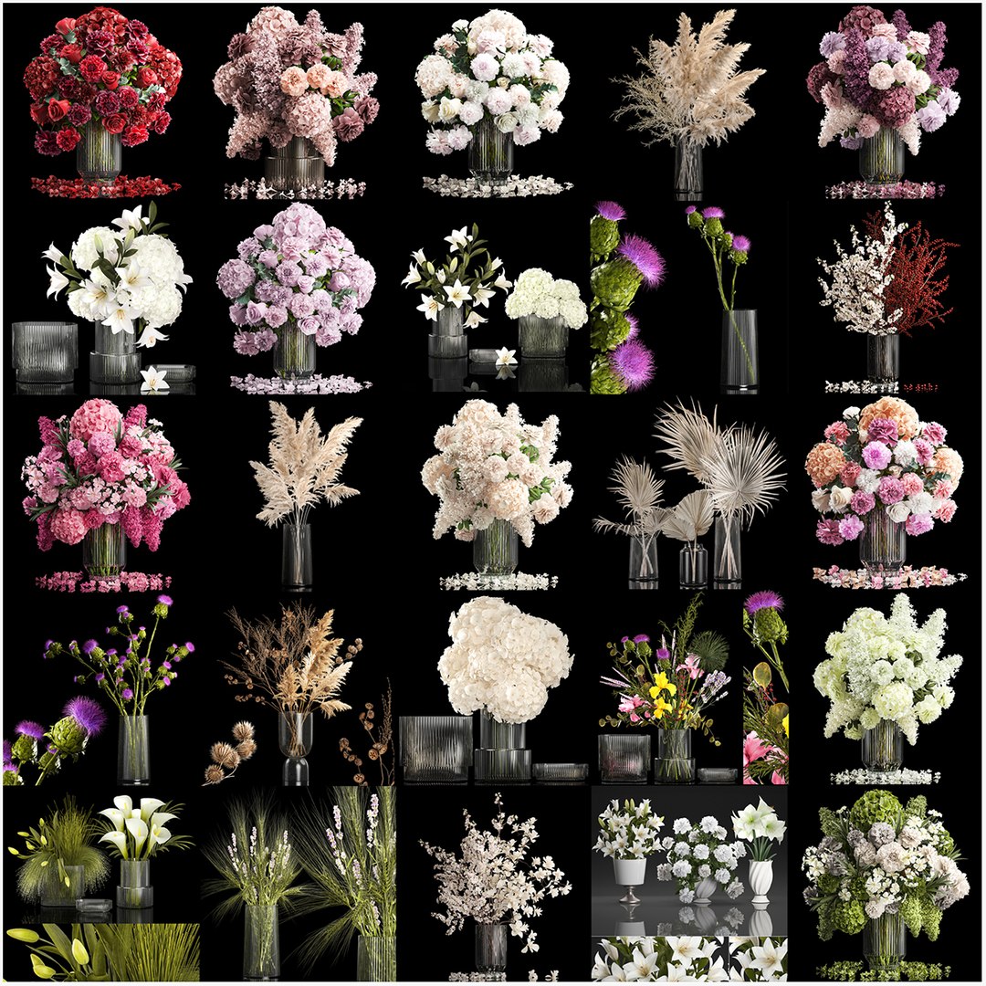 Collection Of Flower Bouquets Set Of 31 Pieces Model - TurboSquid 2198933