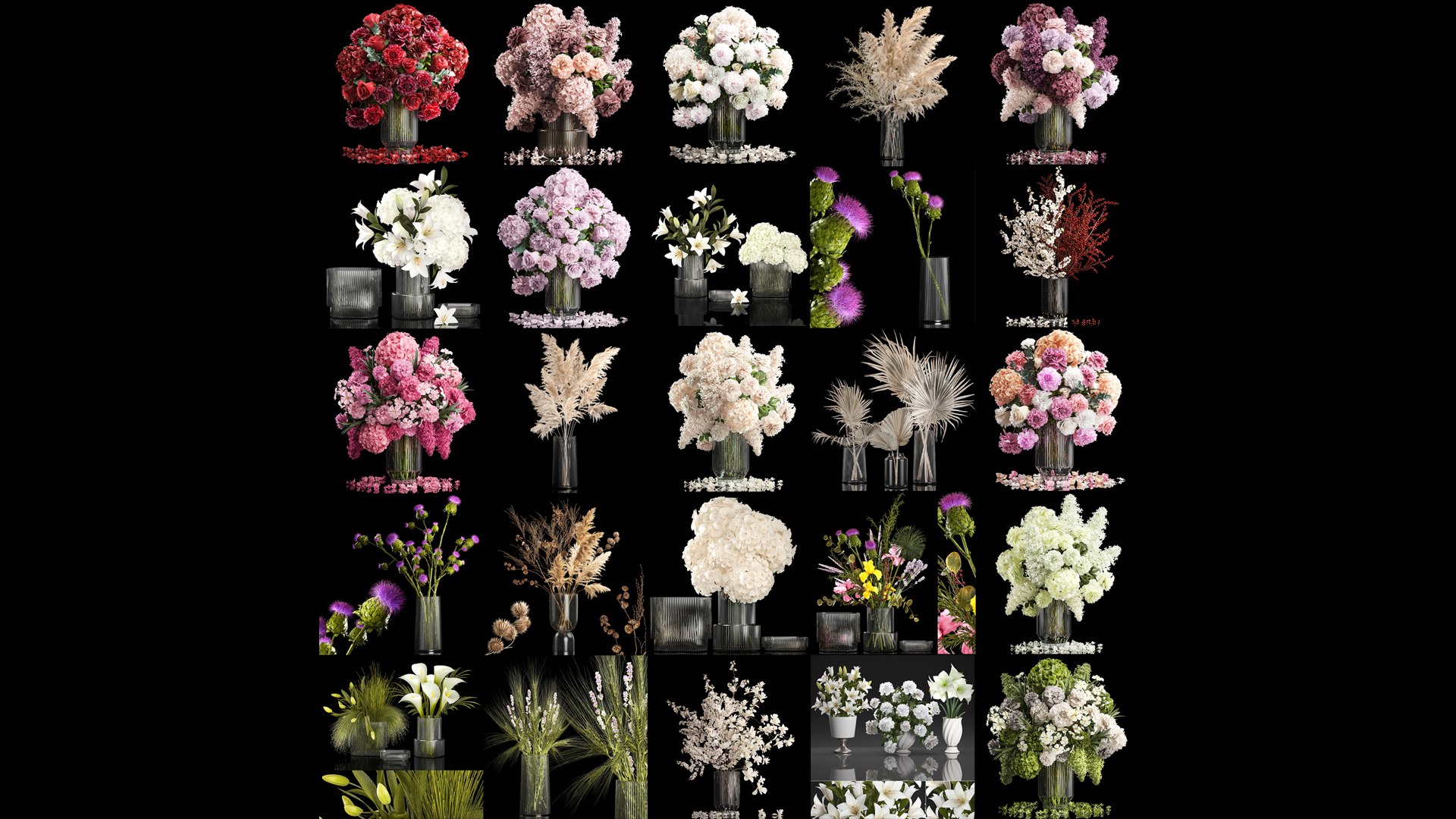 Collection Of Flower Bouquets Set Of 31 Pieces Model - TurboSquid 2198933